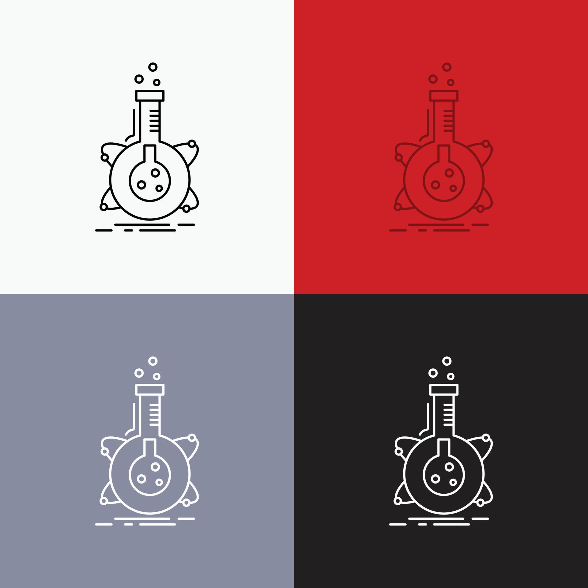 Research Laboratory Flask Tube Development Icon Over Various Background Line Style Design
