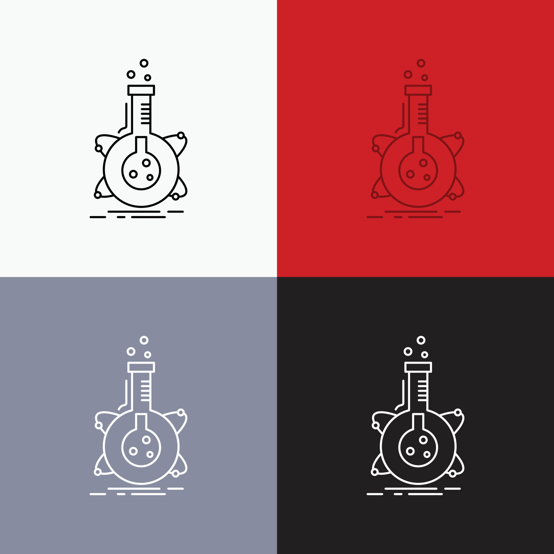 Research Laboratory Flask Tube Development Icon Over Various Background Line Style Design