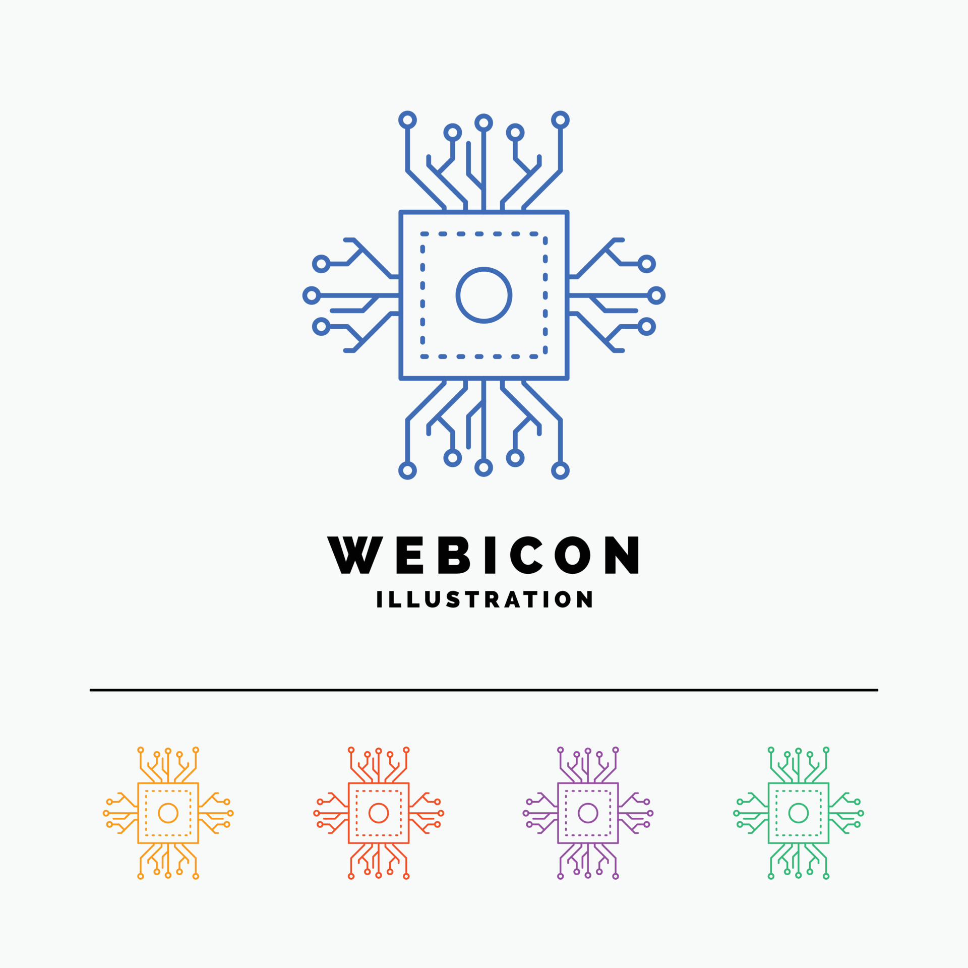 Chip Cpu Microchip Processor Technology 5 Color Line Web Icon