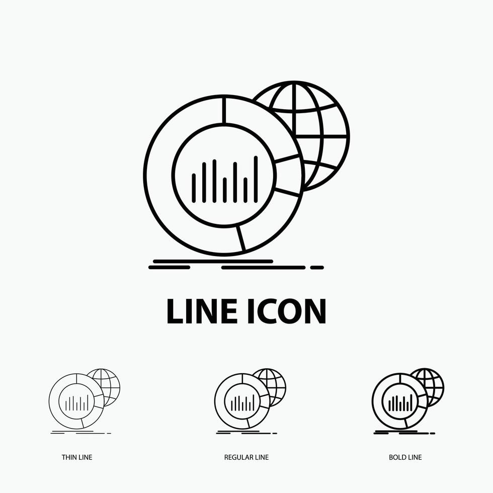 Big Chart Data World Infographic Icon In Thin Regular And Bold Line Style Vector