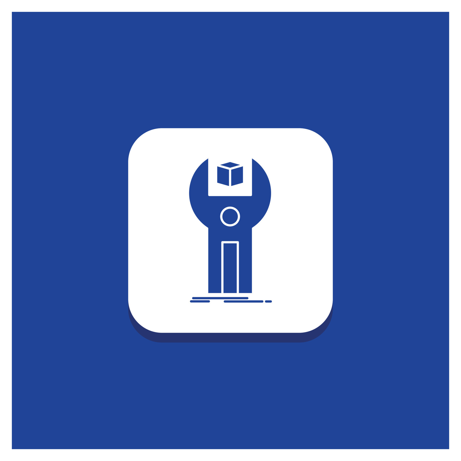 Blue Round Button for SDK. App. development. kit. programming Glyph ...