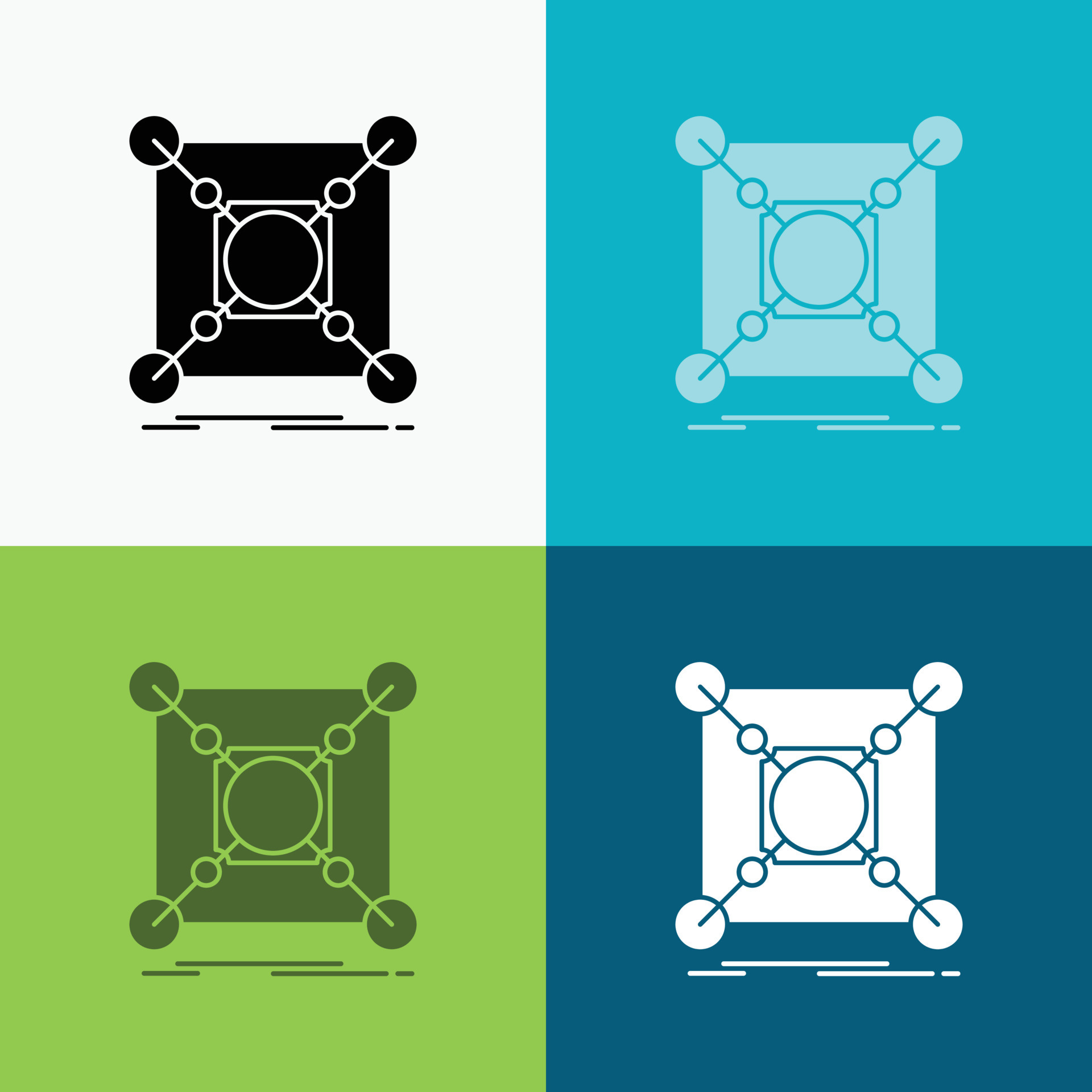 Base Center Connection Data Hub Icon Over Various Background Glyph Style Design Designed