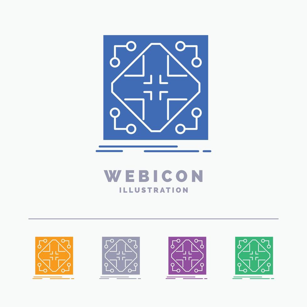 Data. infrastructure. network. matrix. grid 5 Color Glyph Web Icon Template isolated on white ...