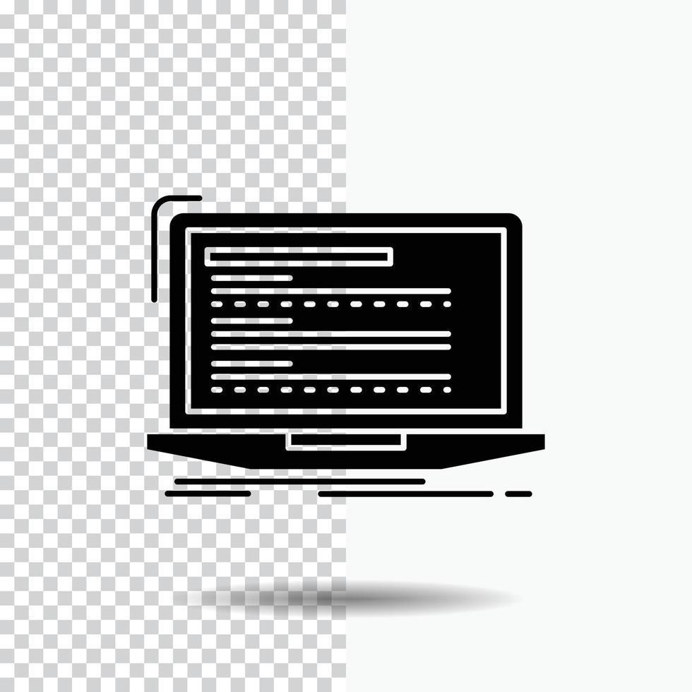 Code. coding. computer. monoblock. laptop Glyph Icon on Transparent Background. Black Icon ...