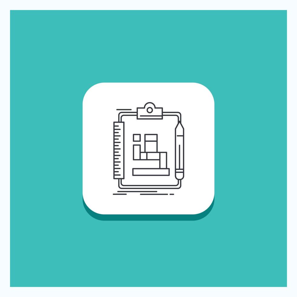 Round Button For Algorithm Process Scheme Work Workflow Line Icon Turquoise Background