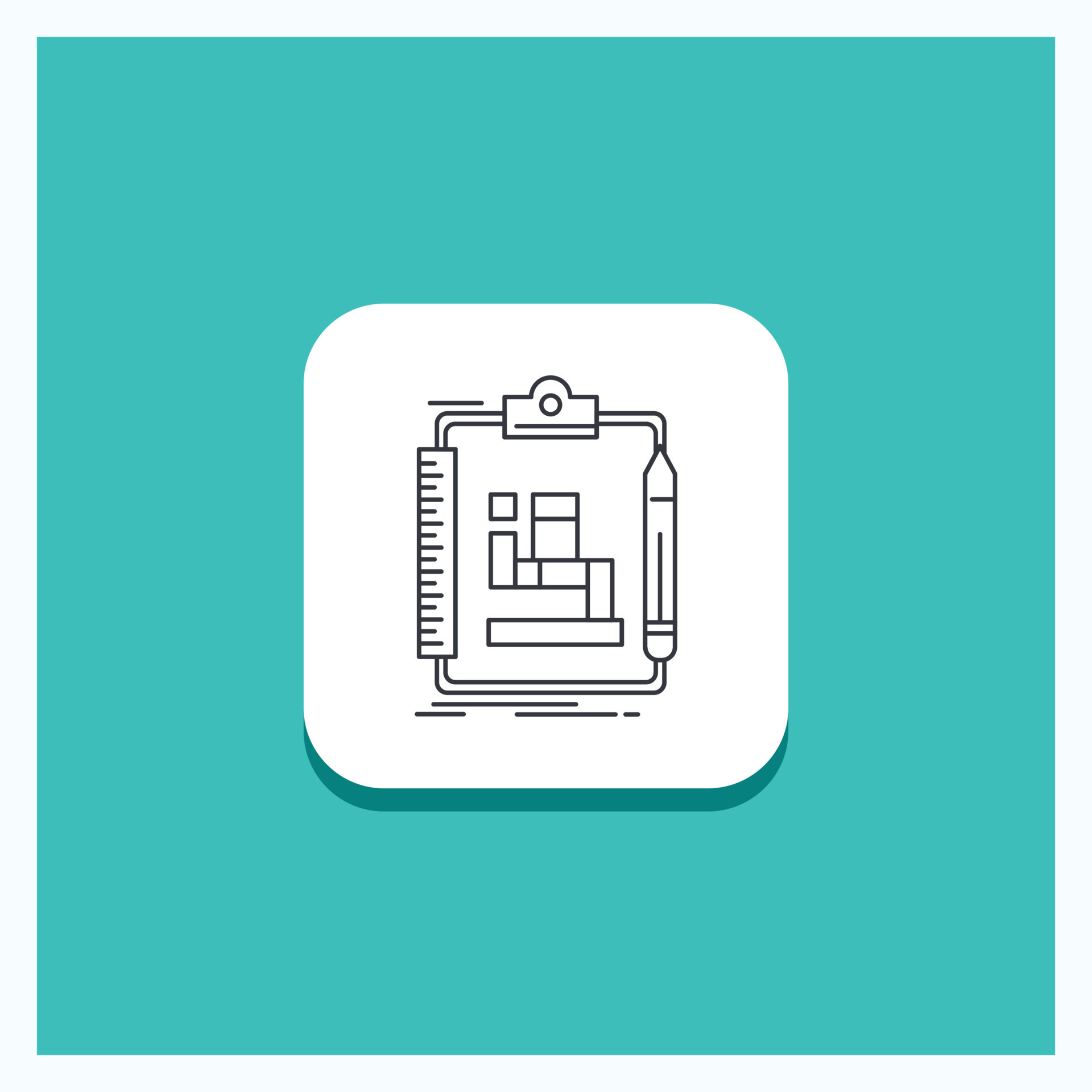 Round Button For Algorithm Process Scheme Work Workflow Line Icon Turquoise Background