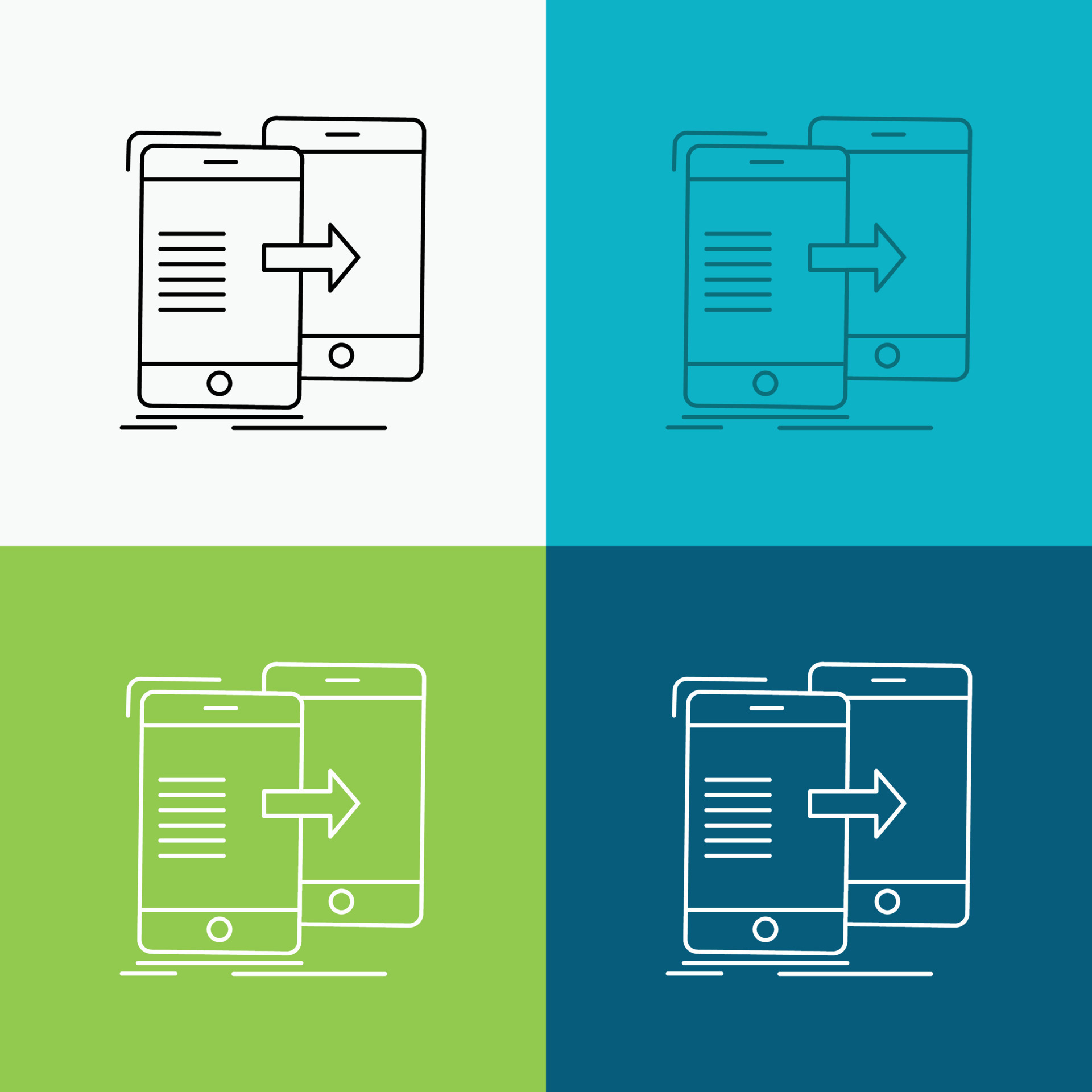 Data Sharing Sync Synchronization Syncing Icon Over Various Background Line Style Design