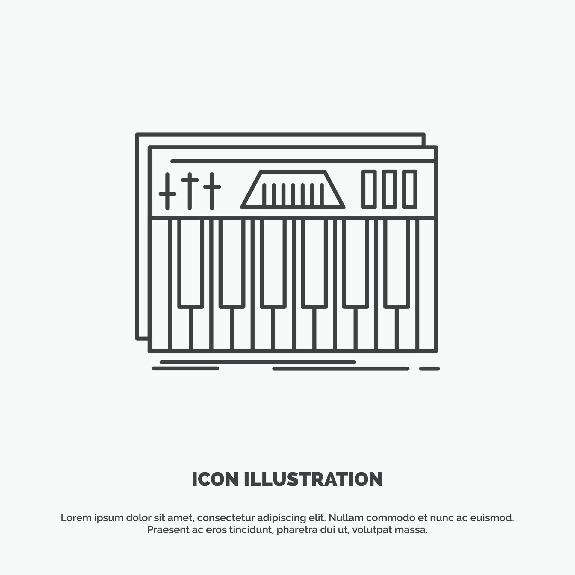 Controller. keyboard. keys. midi. sound Icon. Line vector gray symbol for UI and UX. website or ...