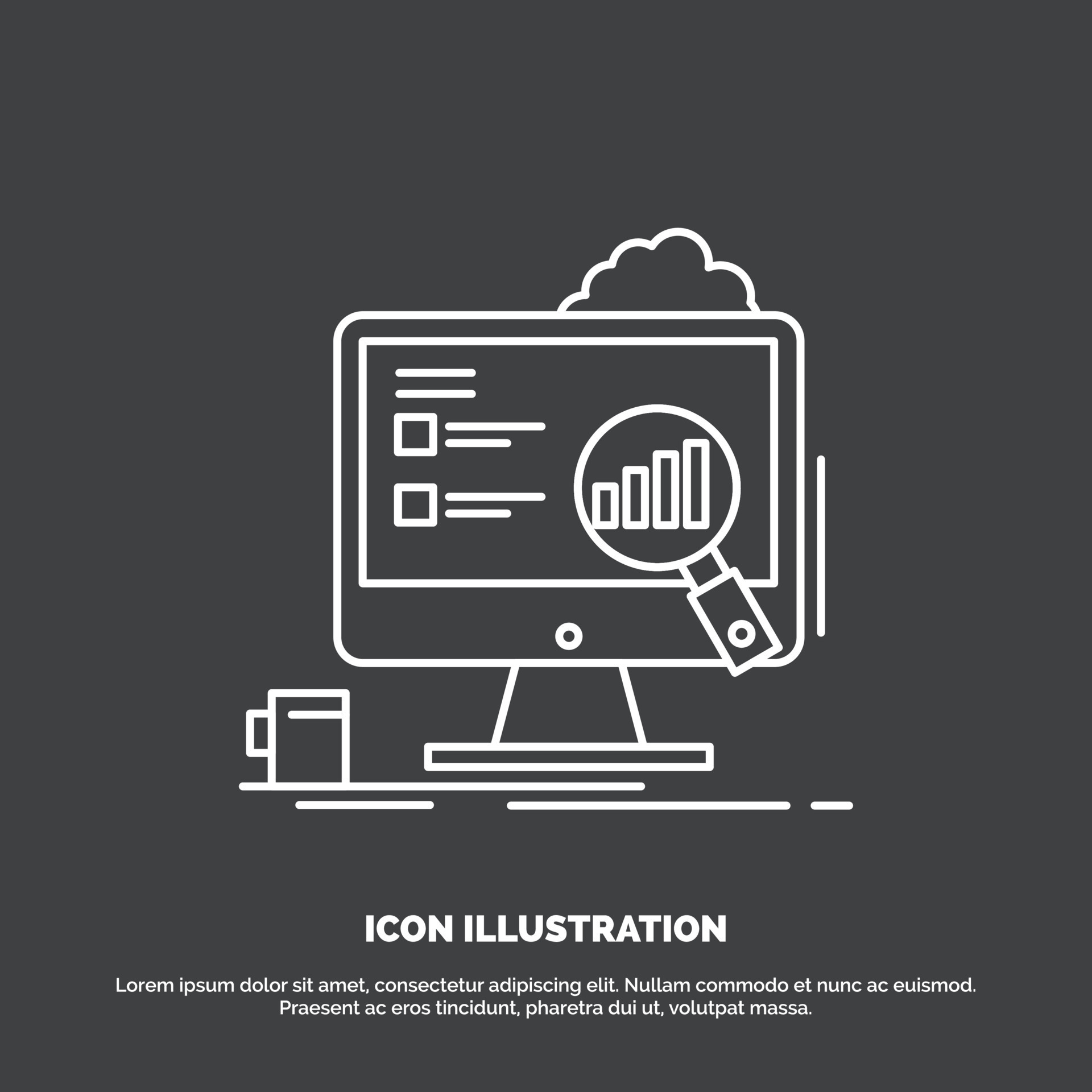 Analytics Board Presentation Laptop Statistics Icon Line Vector Symbol For Ui And Ux
