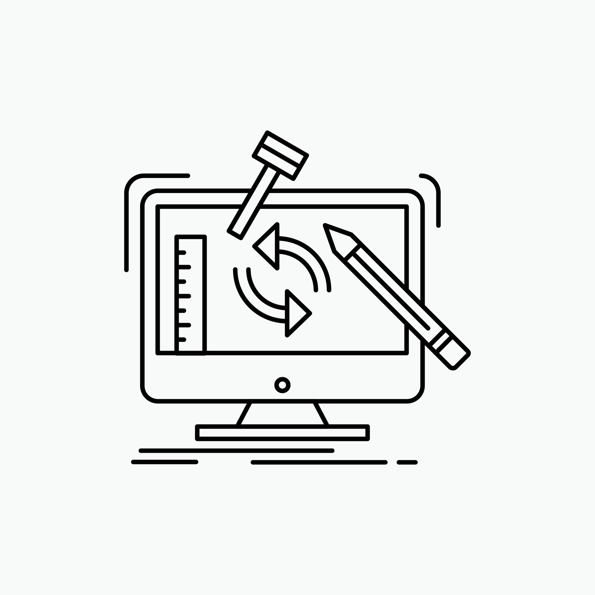 engineering. project. tools. workshop. processing Line Icon. Vector isolated illustration ...