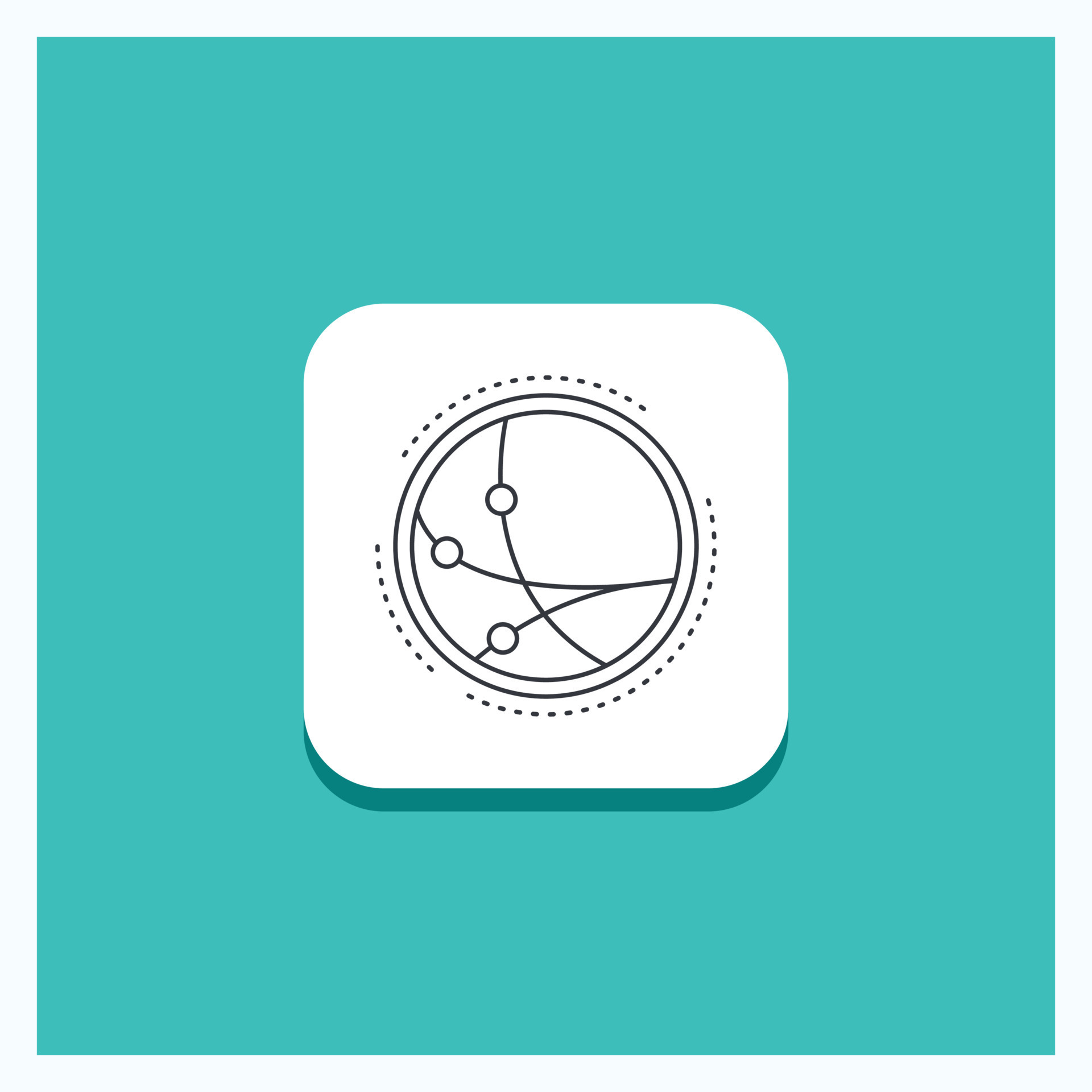 Round Button For Worldwide Communication Connection Internet Network Line Icon Turquoise