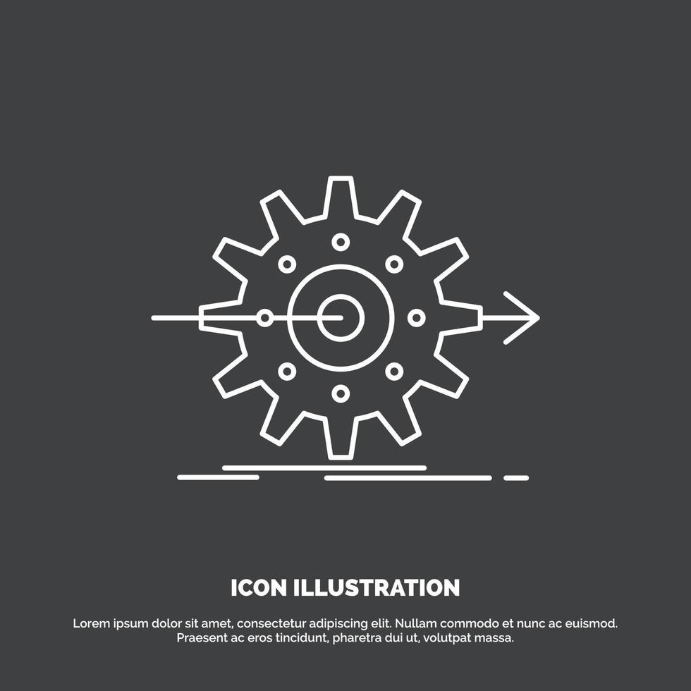 Performance Progress Work Setting Gear Icon Line Vector Symbol For