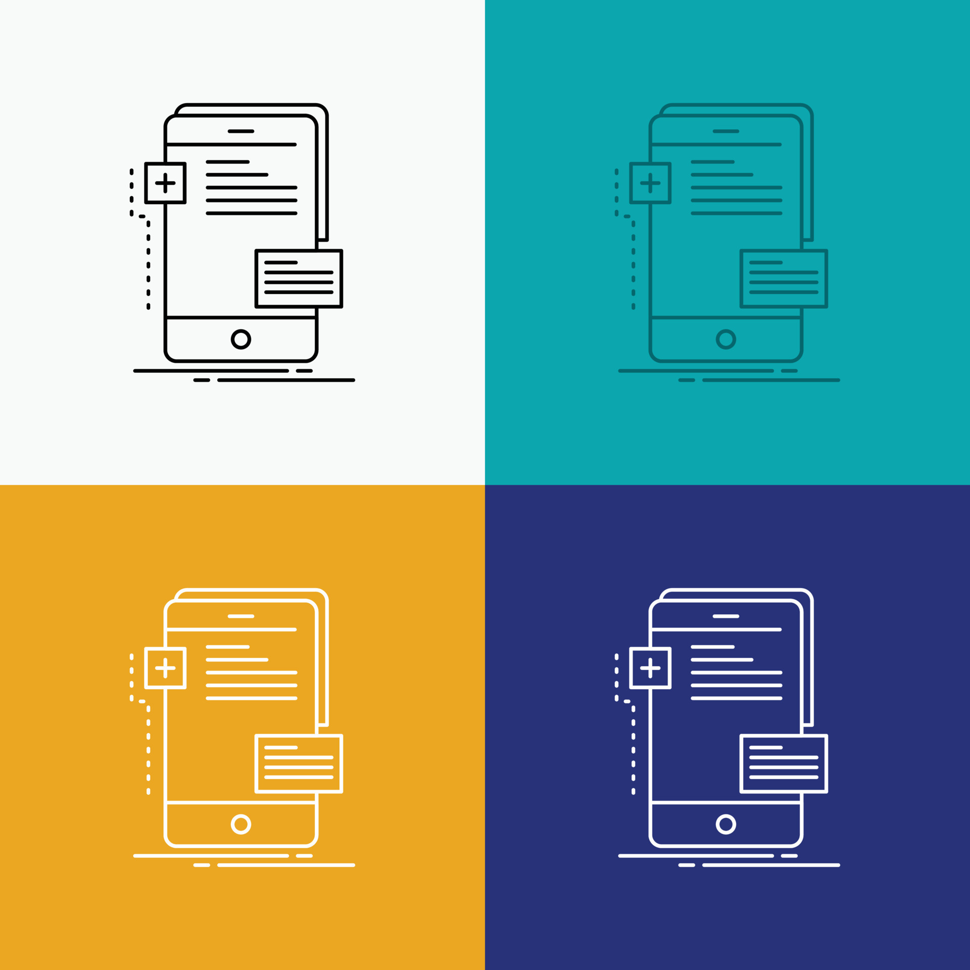 frontend. interface. mobile. phone. developer Icon Over Various Background. Line style design ...