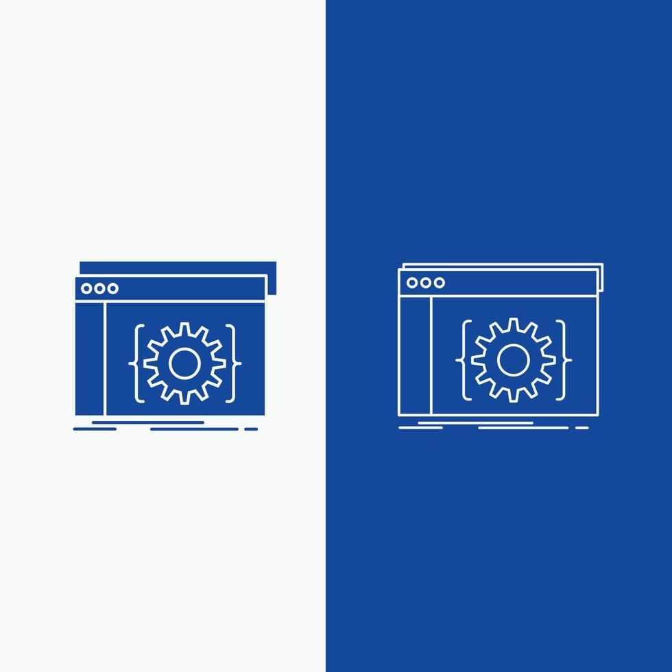 Api App Coding Developer Software Line And Glyph Web Button In Blue Color Vertical Banner