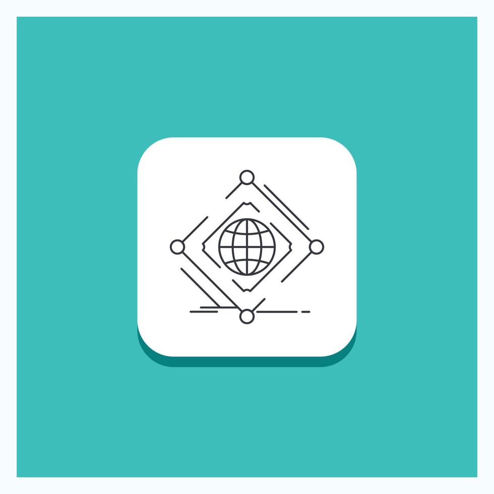 Round Button for Complex. global. internet. net. web Line icon Turquoise Background 12950717 ...