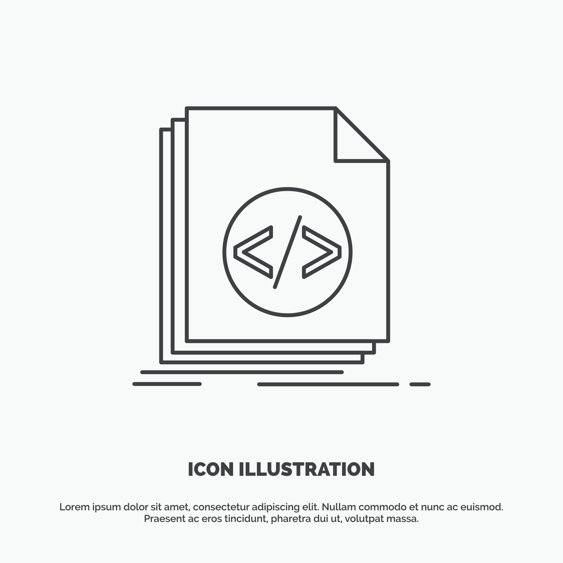 Code Coding File Programming Script Icon Line Vector Gray Symbol 2153