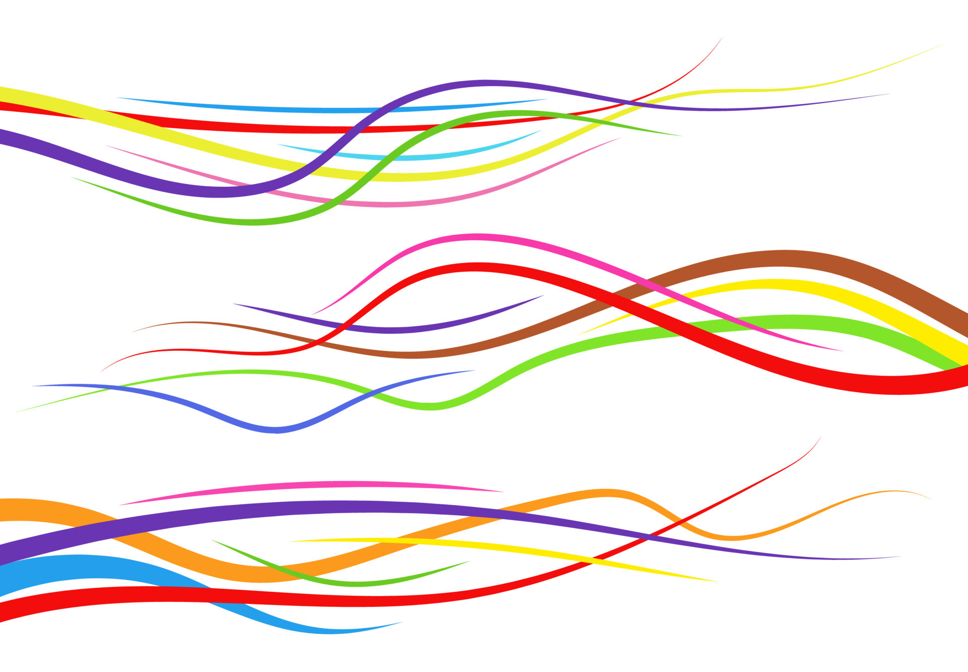 Set Of Abstract Color Curved Lines Wave Design Element Vector