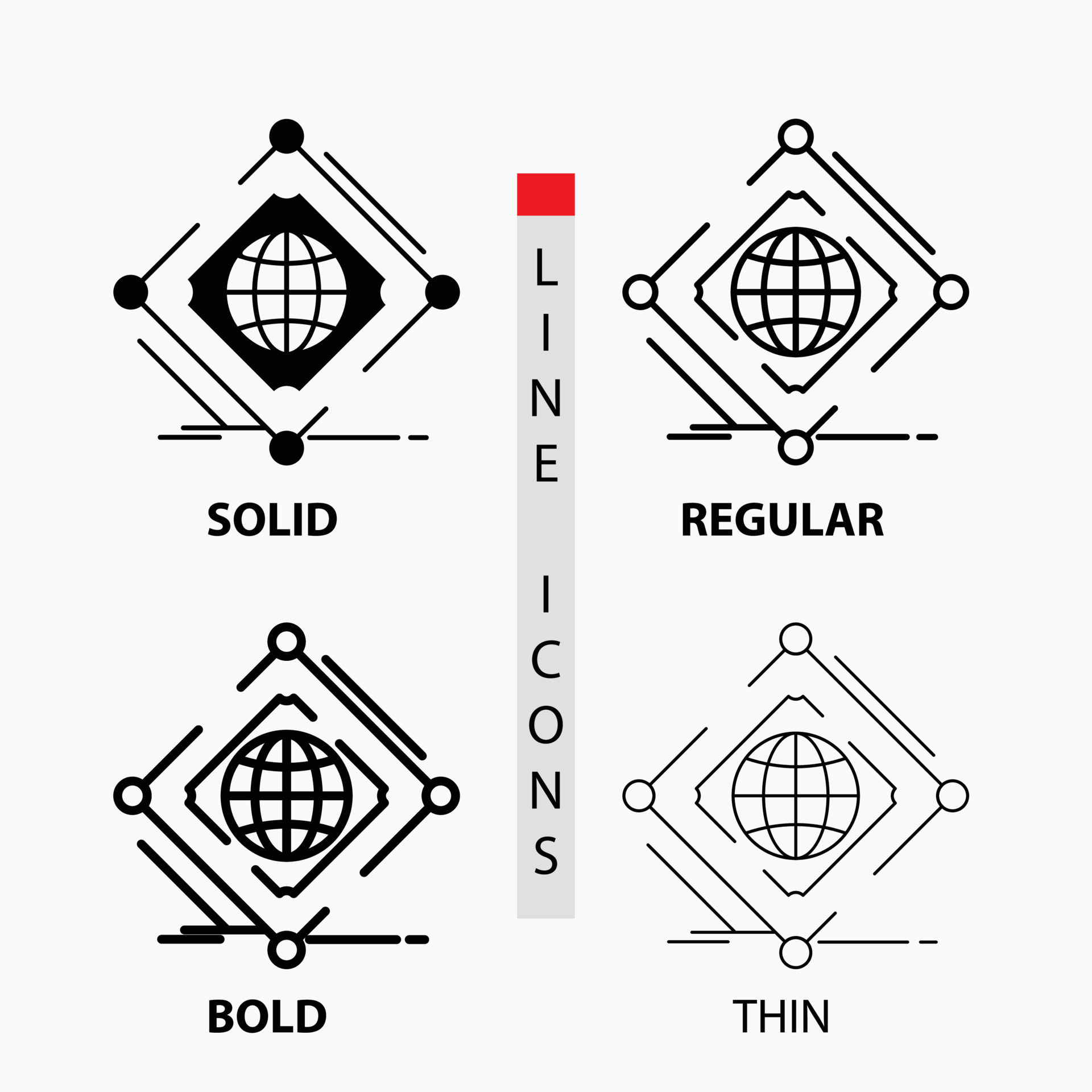 Complex. global. internet. net. web Icon in Thin. Regular. Bold Line and Glyph Style. Vector ...