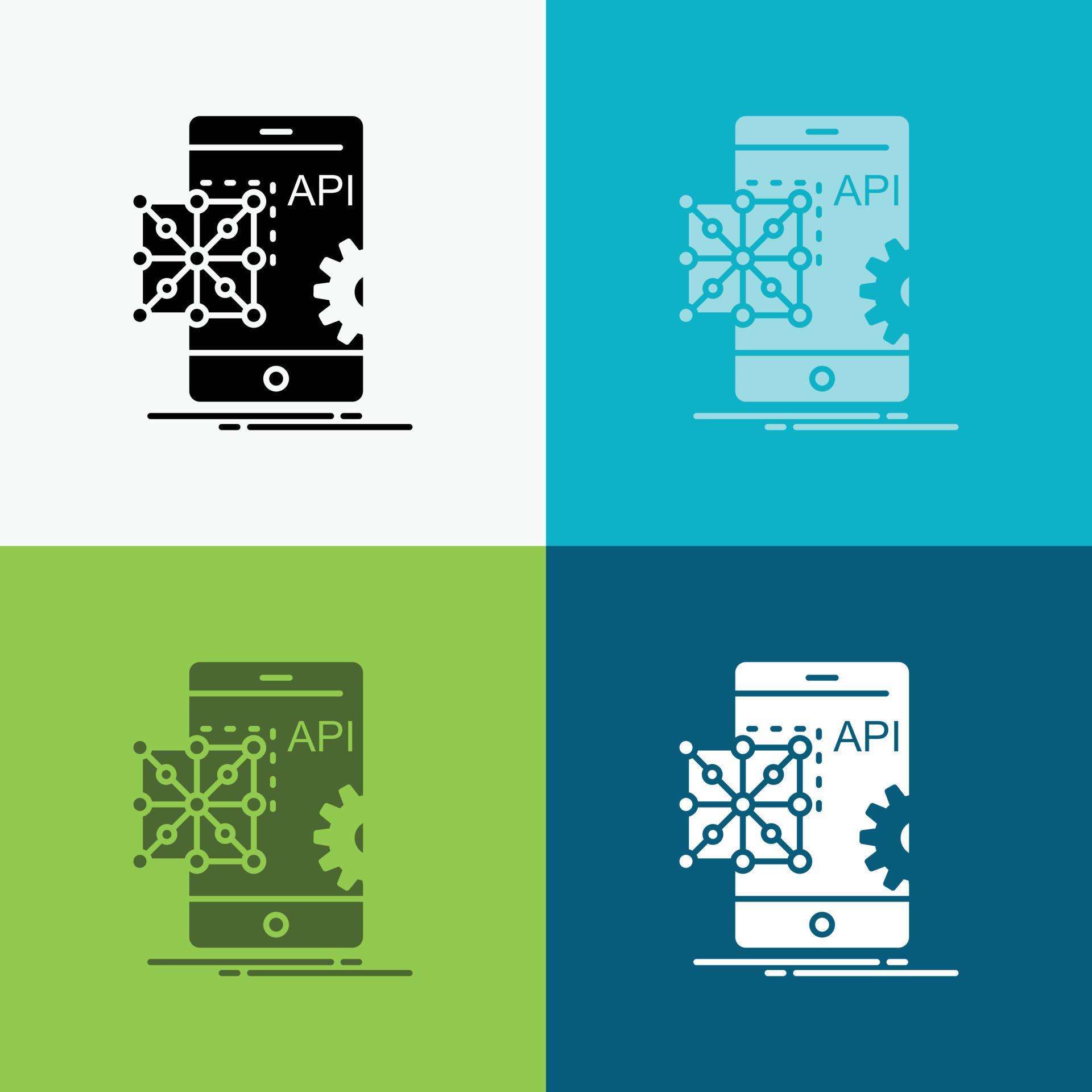 Api Application Coding Development Mobile Icon Over Various