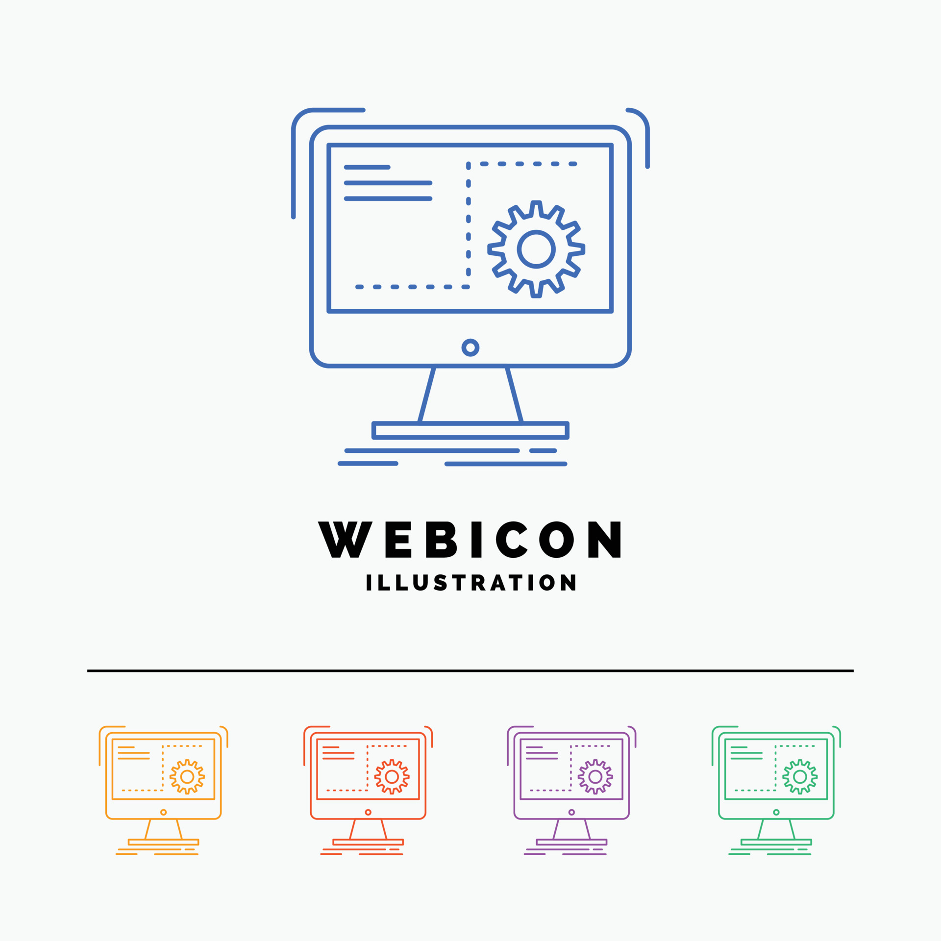 Command Computer Function Process Progress 5 Color Line Web Icon Template Isolated On White