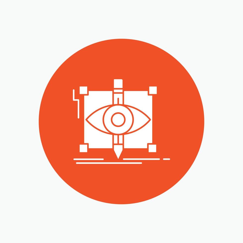 Design Draft Sketch Sketching Visual White Glyph Icon In Circle Vector Button Illustration 6974