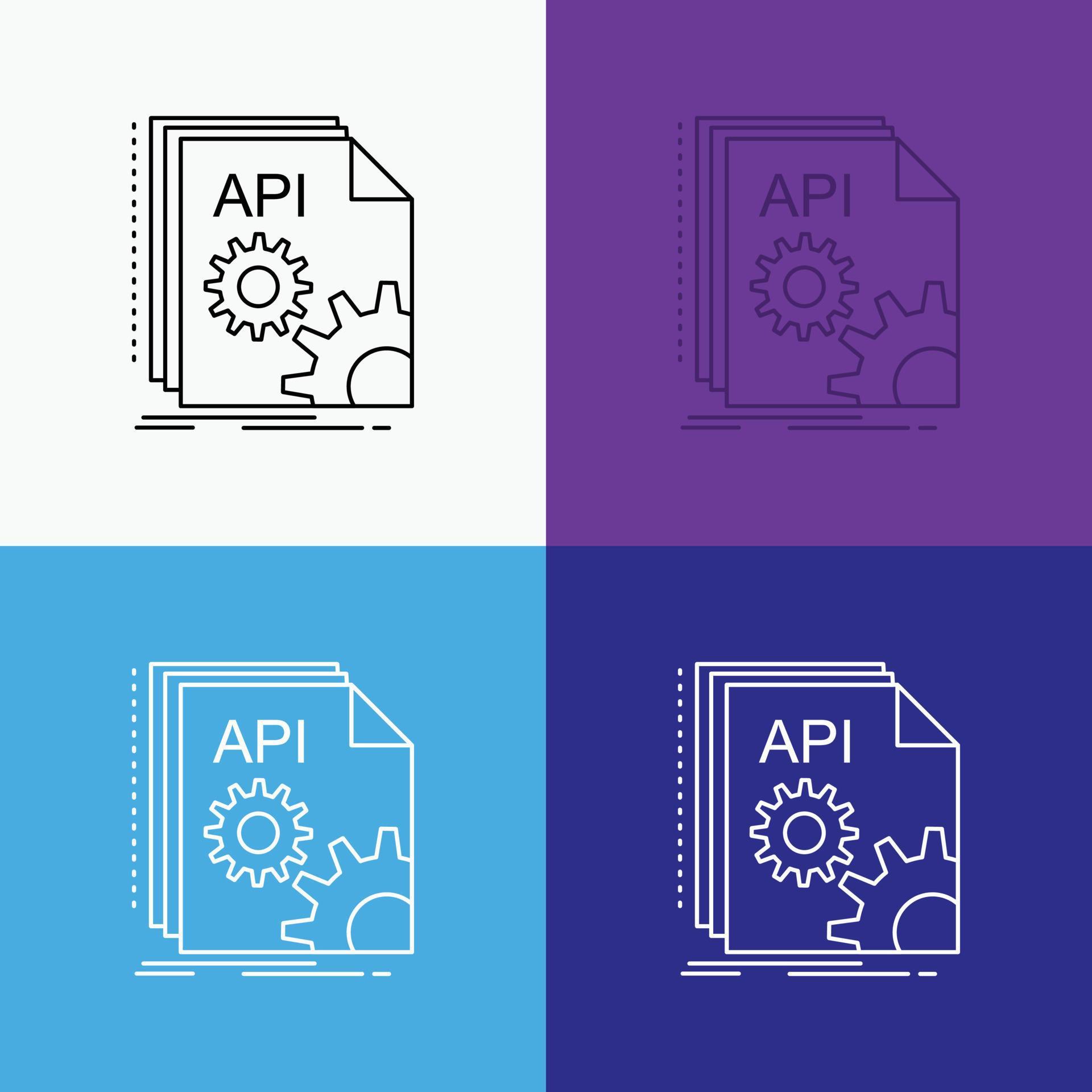 Api App Coding Developer Software Icon Over Various Background Line Style Design Designed
