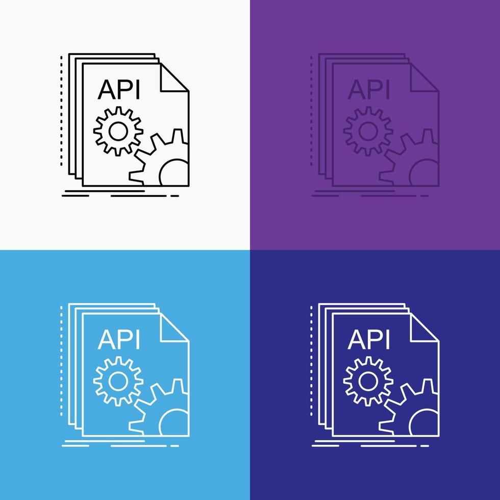Api App Coding Developer Software Icon Over Various Background Line Style Design Designed