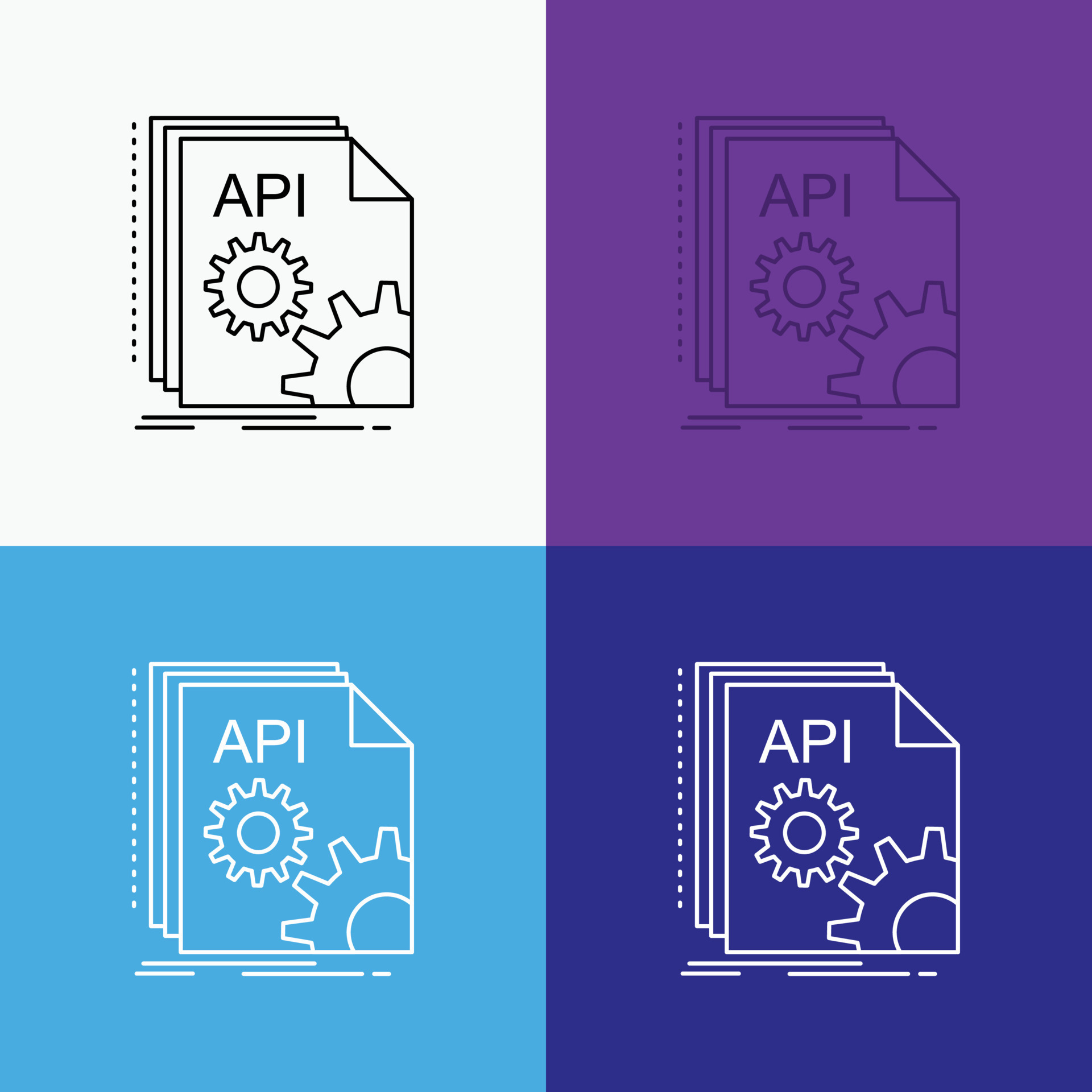 Api App Coding Developer Software Icon Over Various Background Line Style Design Designed