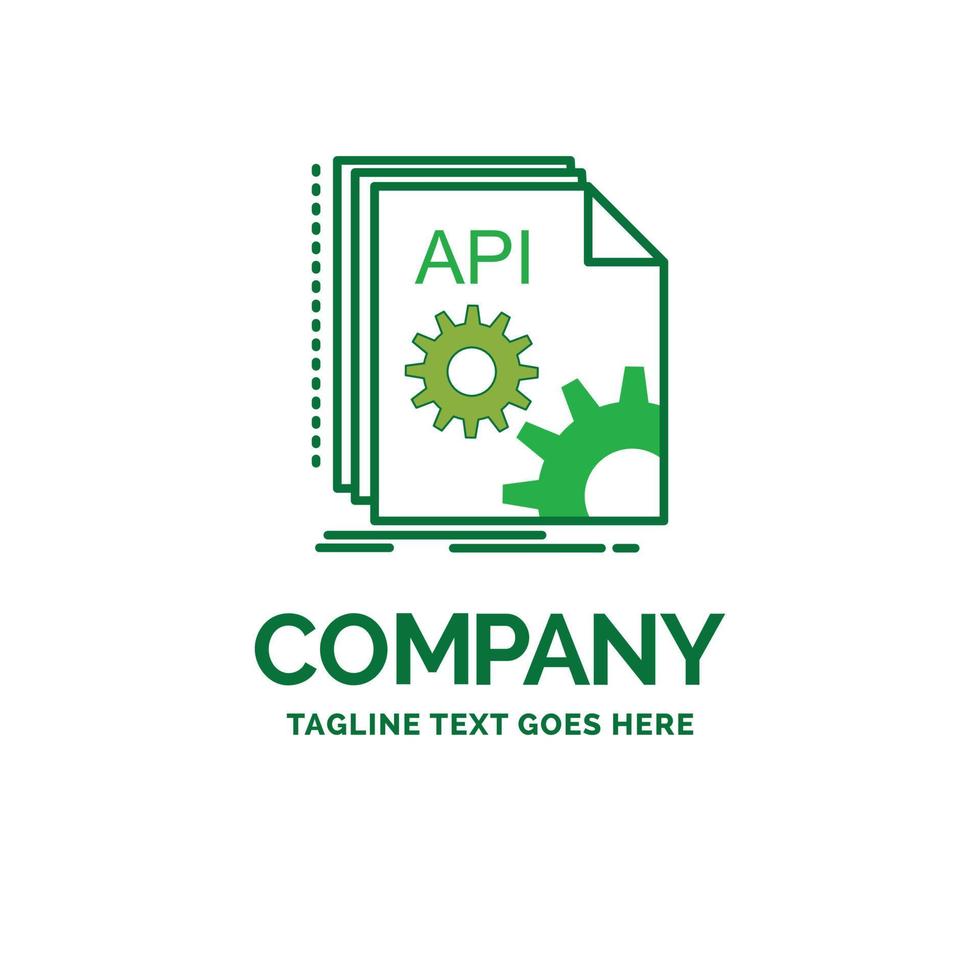 Api. app. coding. developer. software Flat Business Logo template. Creative Green Brand Name ...