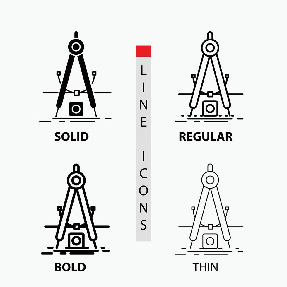 Design. measure. product. refinement. Development Icon in Thin. Regular. Bold Line and Glyph ...