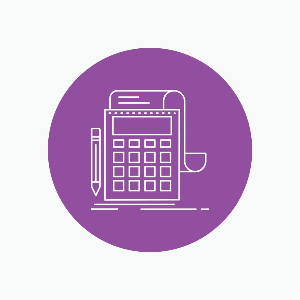 Accounting Audit Banking Calculation Calculator White Line Icon In Circle Background Vector