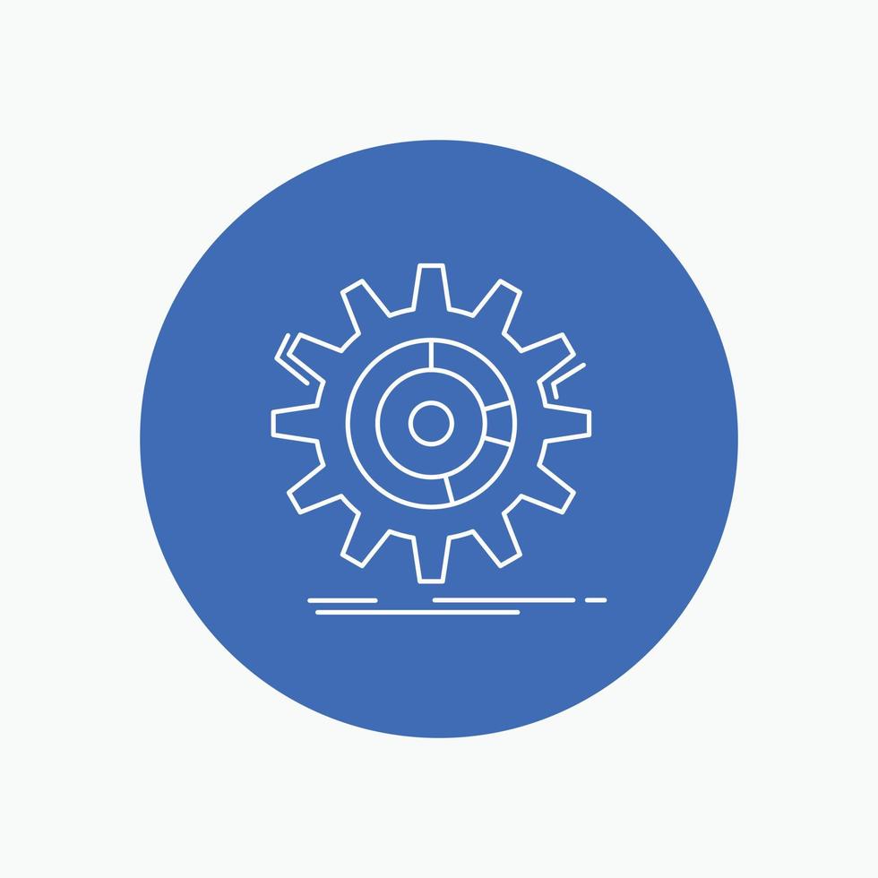 Setting Data Management Process Progress White Line Icon In Circle