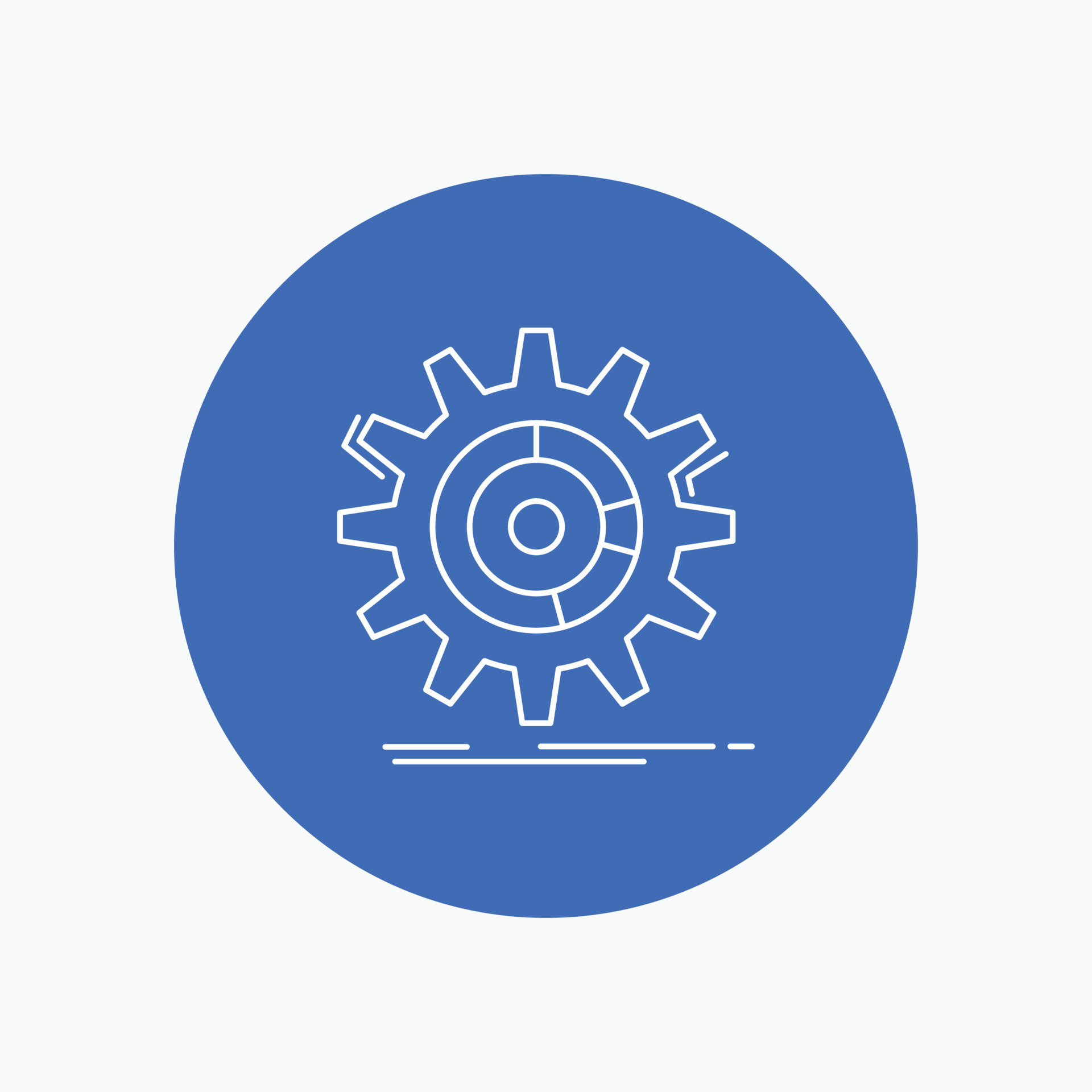 Setting Data Management Process Progress White Line Icon In Circle Background Vector Icon