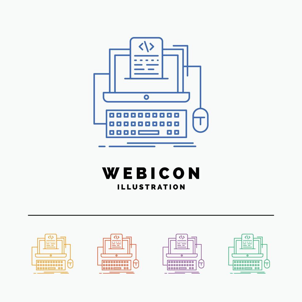 Code Coding Computer Monoblock Screen 5 Color Line Web Icon 4545