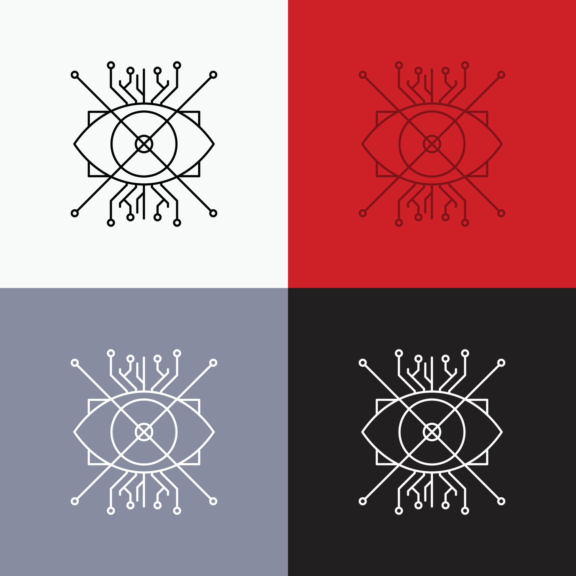 Ar Augmentation Cyber Eye Lens Icon Over Various Background Line Style Design Designed For