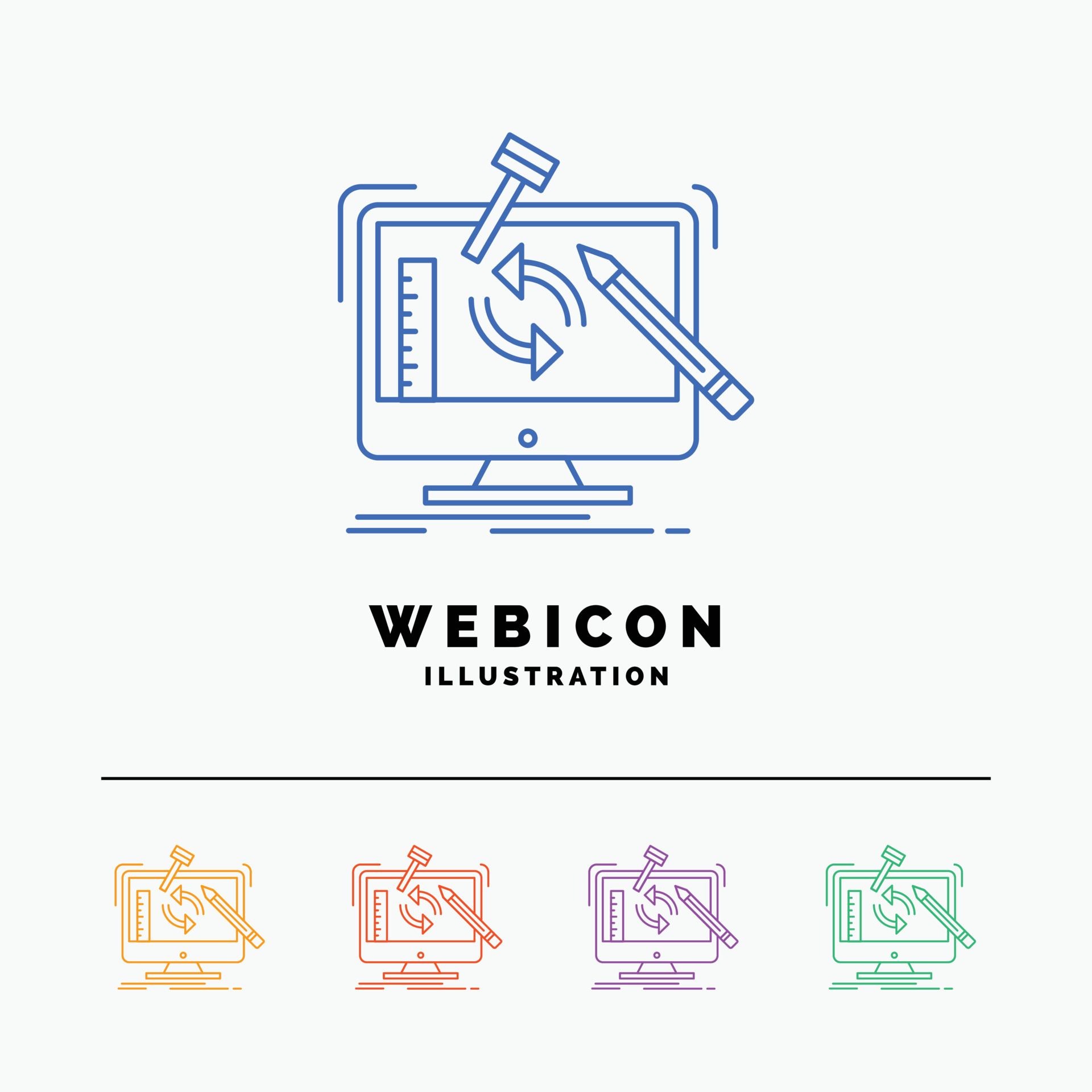 Engineering Project Tools Workshop Processing 5 Color Line Web Icon Template Isolated On