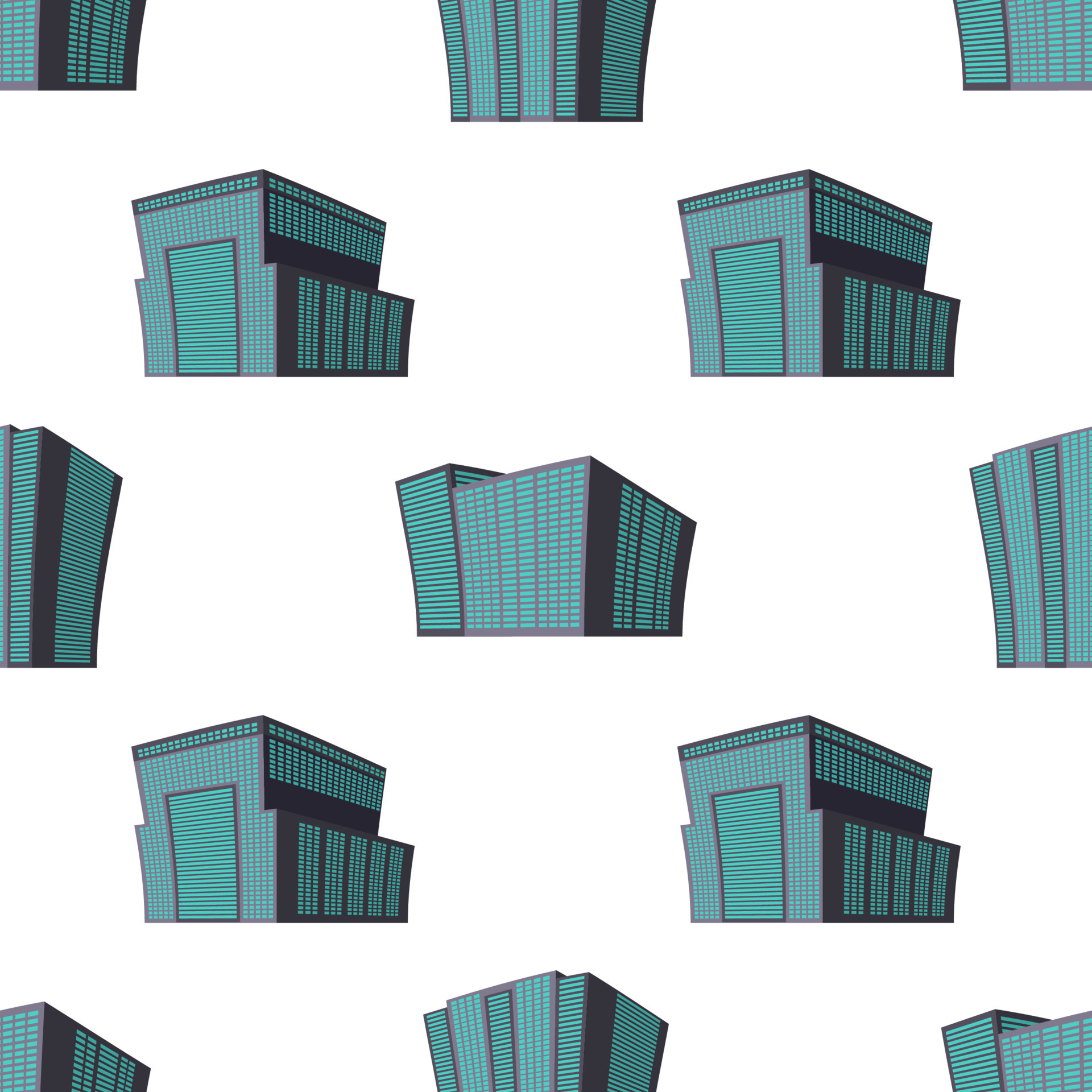 Seamless Pattern with modern isometric building on a white background ...