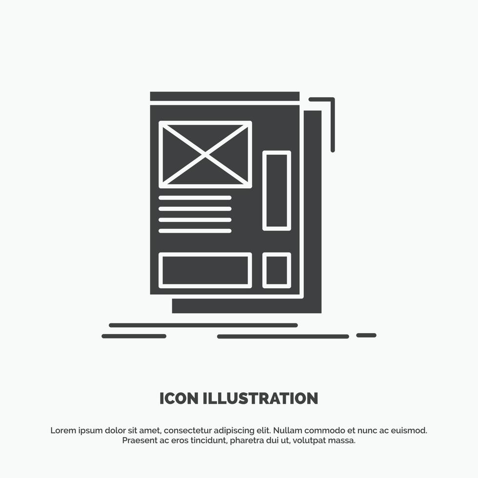 wire. framing. Web. Layout. Development Icon. glyph vector gray symbol for UI and UX. website or ...