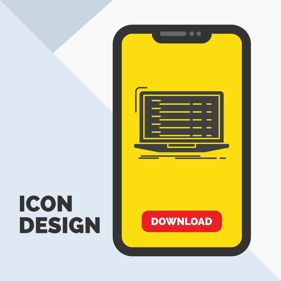 Api App Coding Developer Laptop Glyph Icon In Mobile For Download