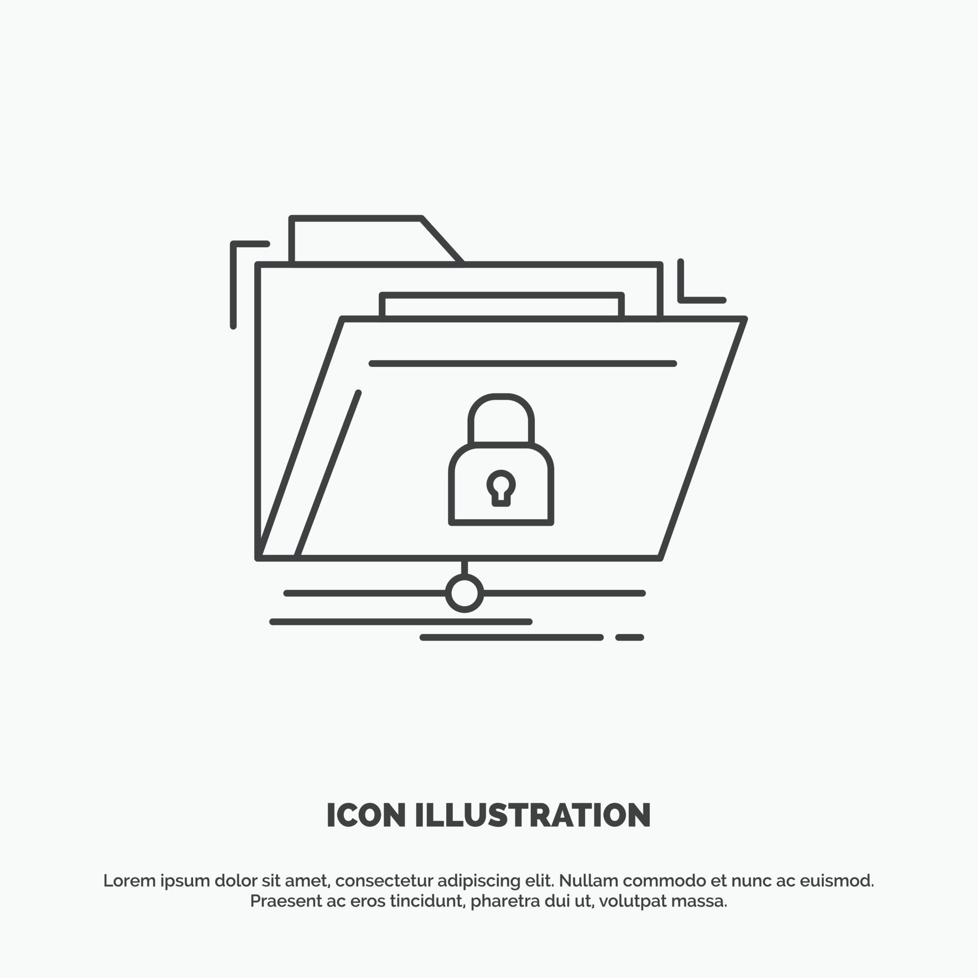 Encryption Files Folder Network Secure Icon Line Vector Gray Symbol For Ui And Ux Website
