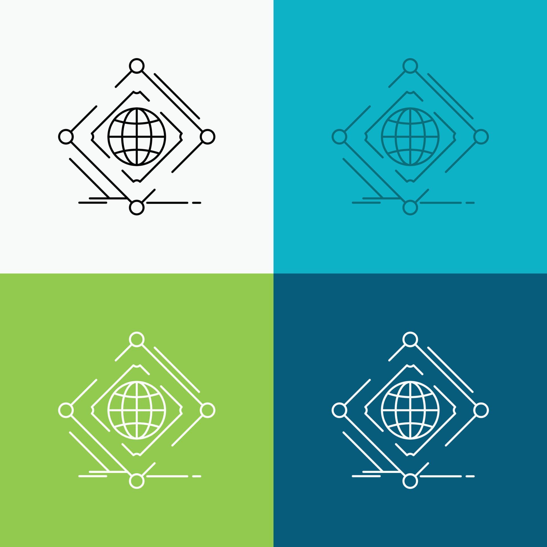 Complex Global Internet Net Web Icon Over Various Background Line