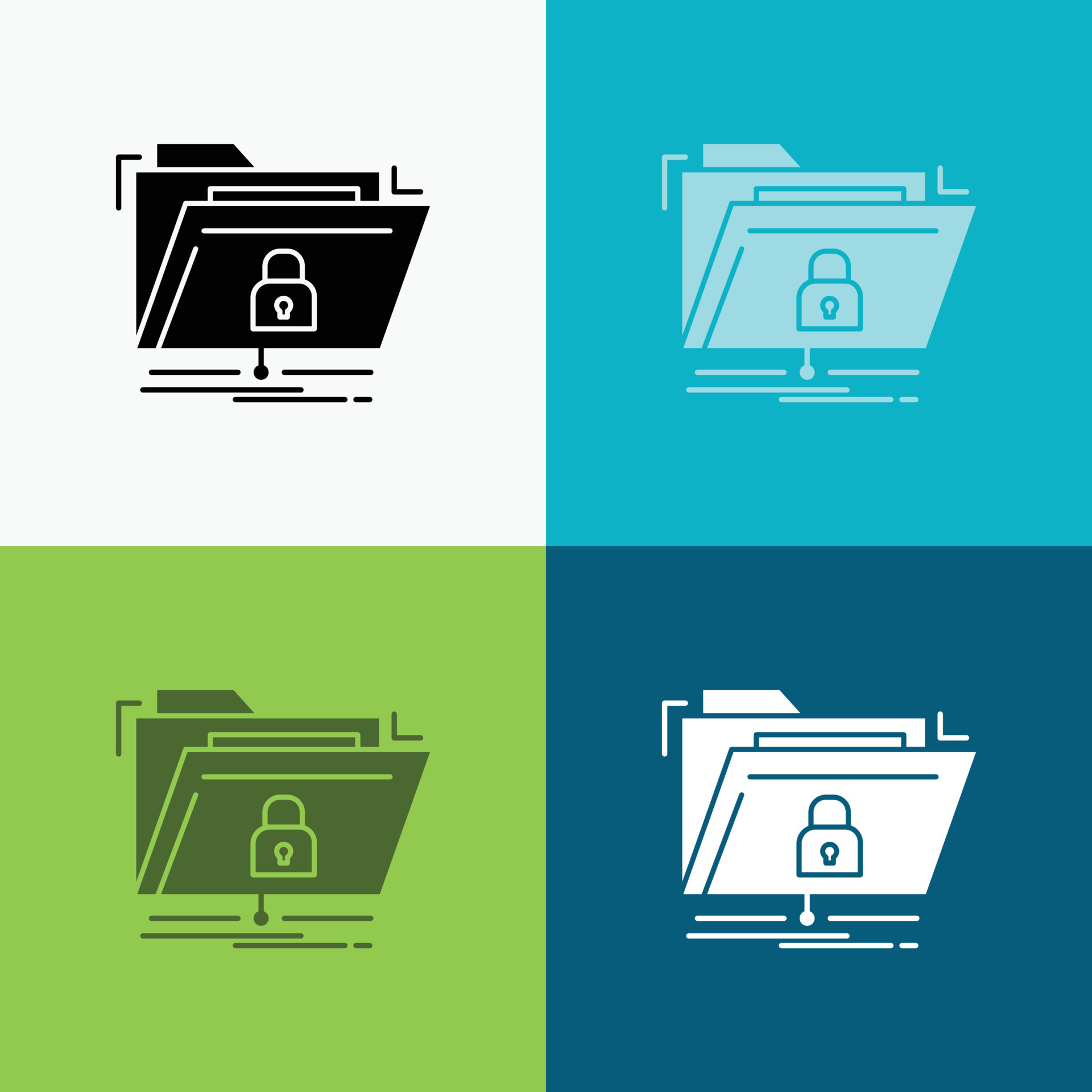 Encryption Files Folder Network Secure Icon Over Various Background Glyph Style Design
