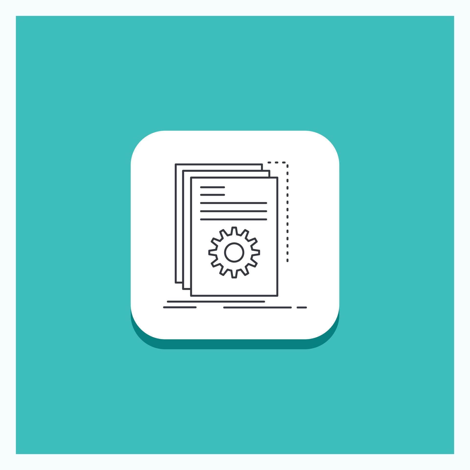 Round Button For App Build Developer Program Script Line Icon Turquoise Background 12955709
