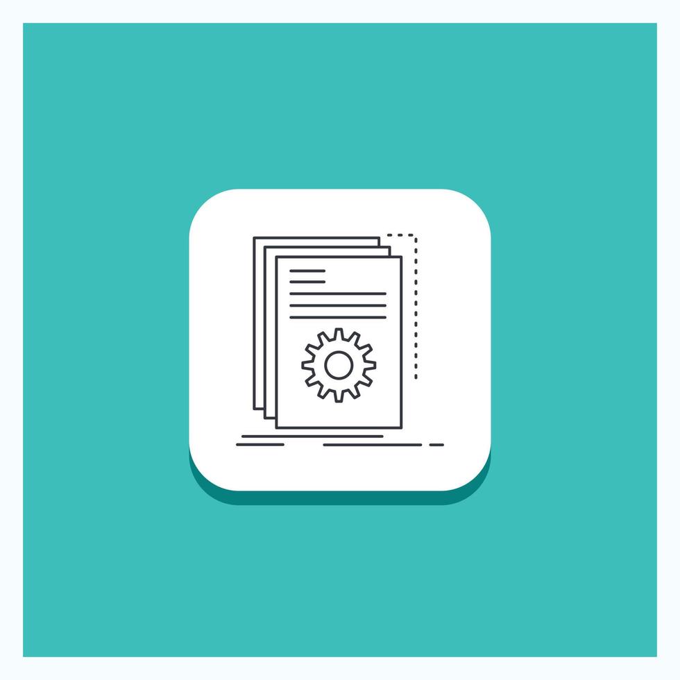 Round Button For App Build Developer Program Script Line Icon Turquoise Background 12955709