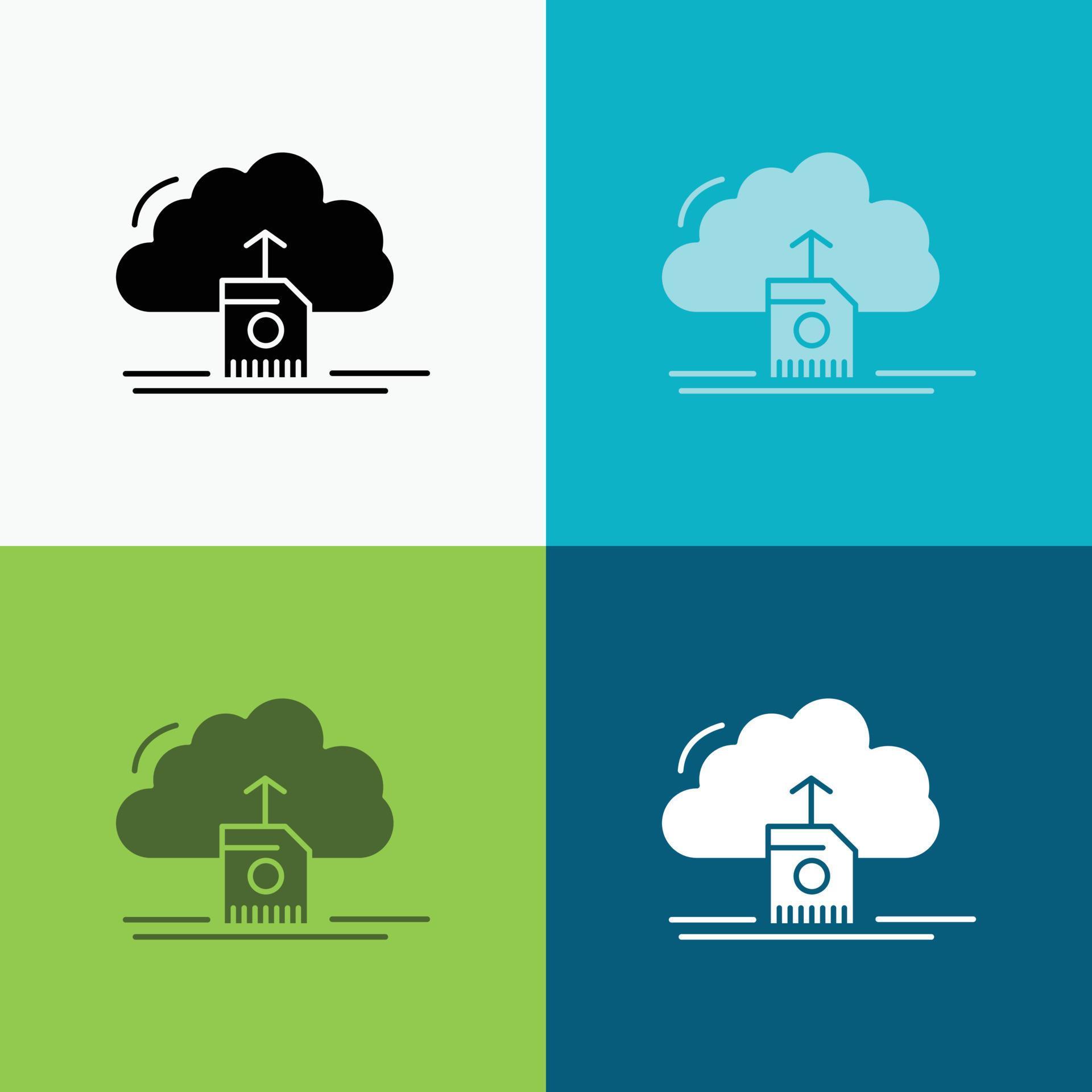 Cloud Upload Save Data Computing Icon Over Various Background