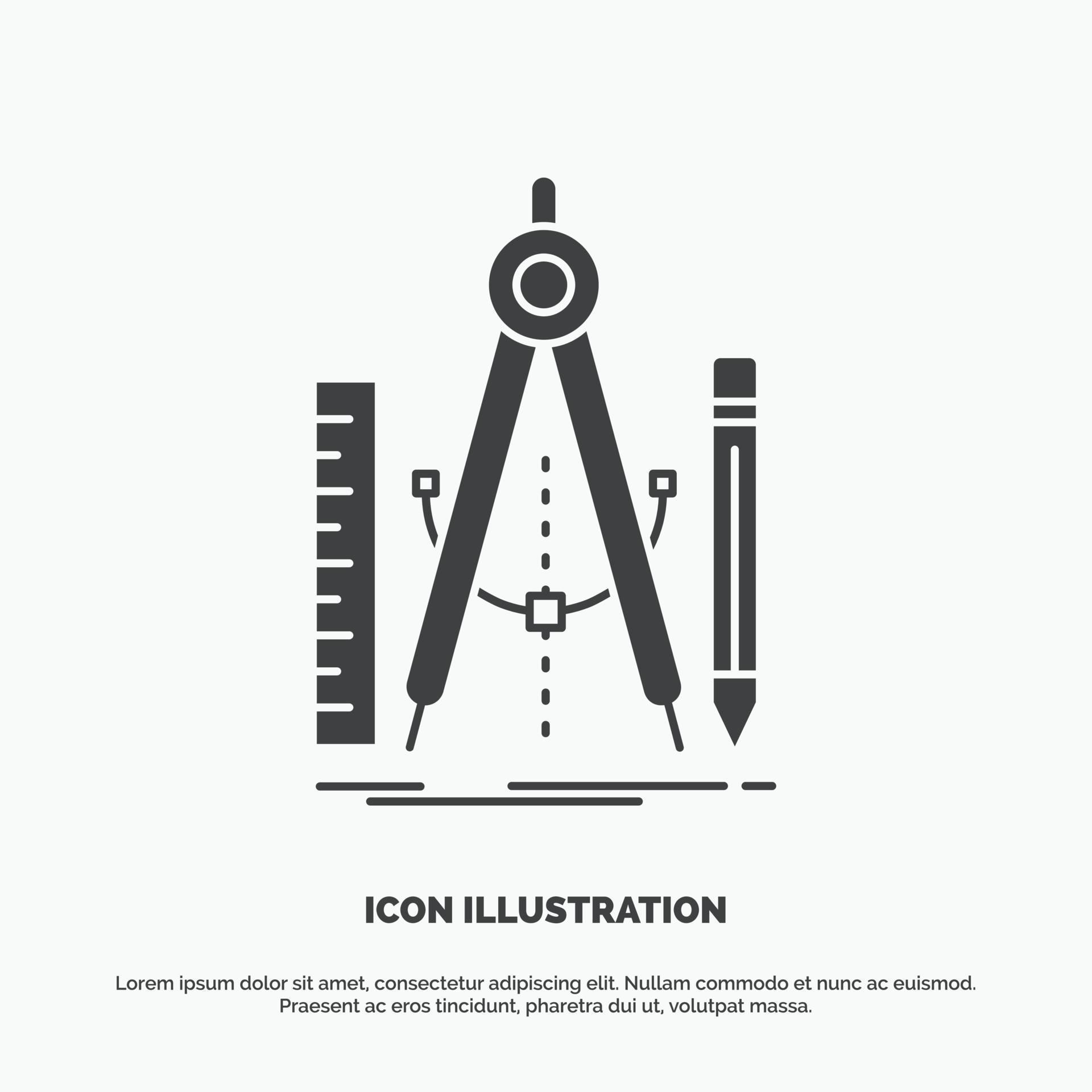Build. design. geometry. math. tool Icon. glyph vector gray symbol for ...