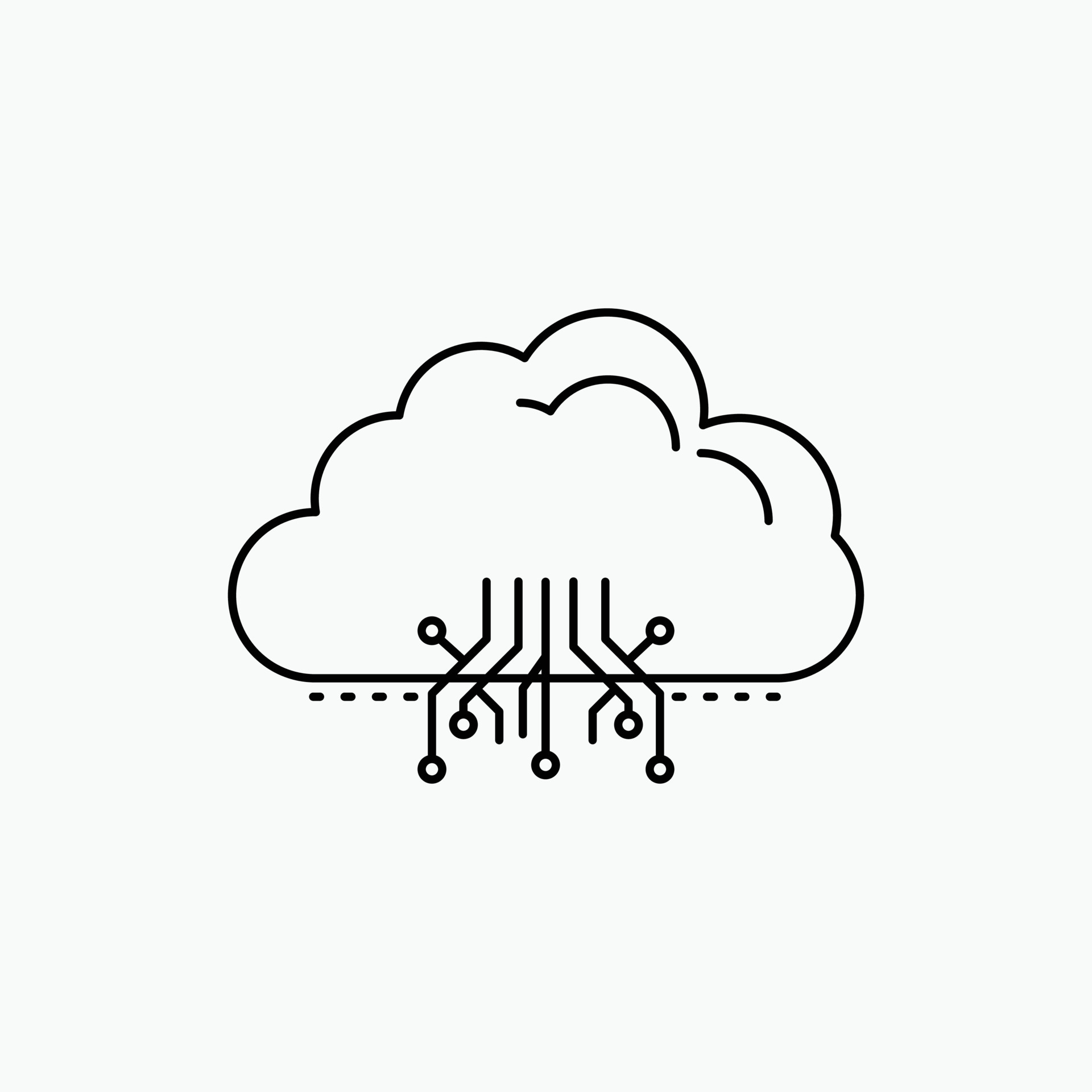 Cloud Computing Data Hosting Network Line Icon Vector Isolated