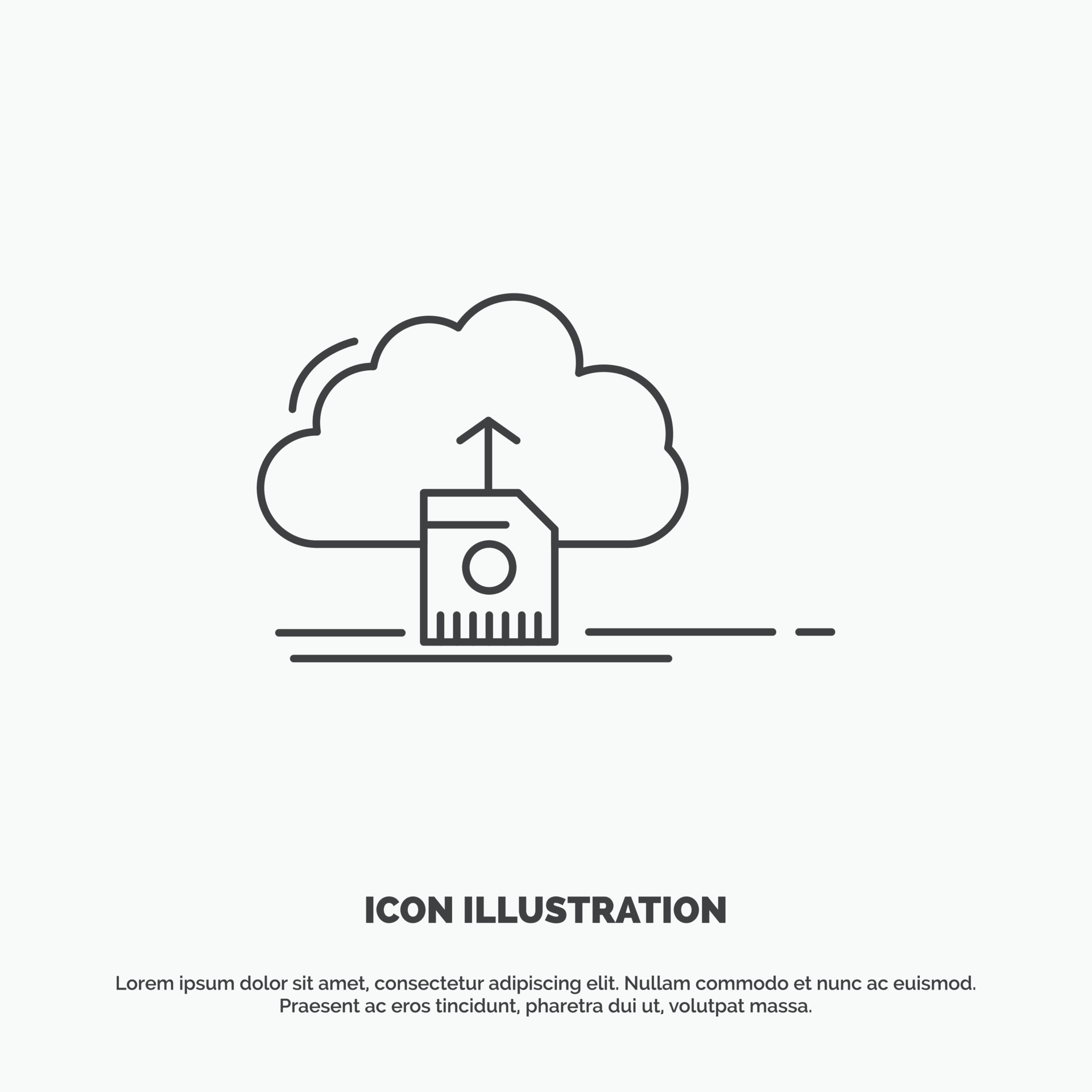 Cloud Upload Save Data Computing Icon Line Vector Gray Symbol For