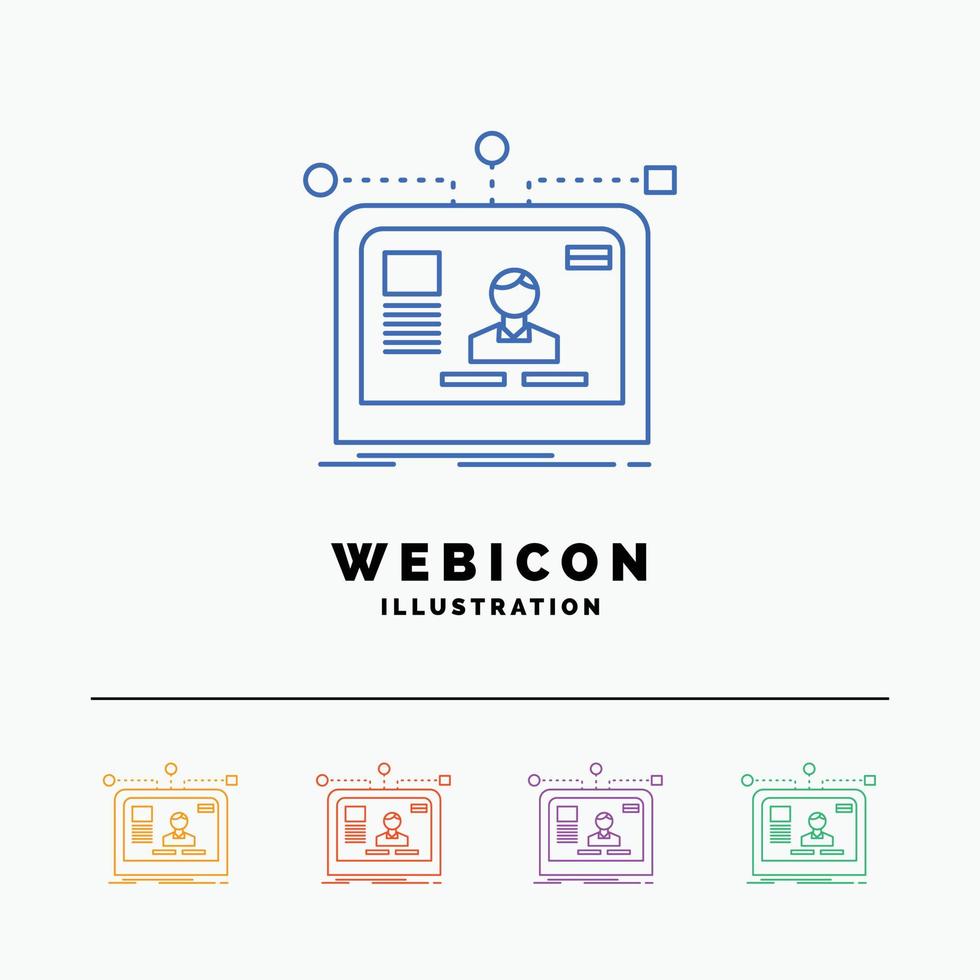 Interface Website User Layout Design 5 Color Line Web Icon Template