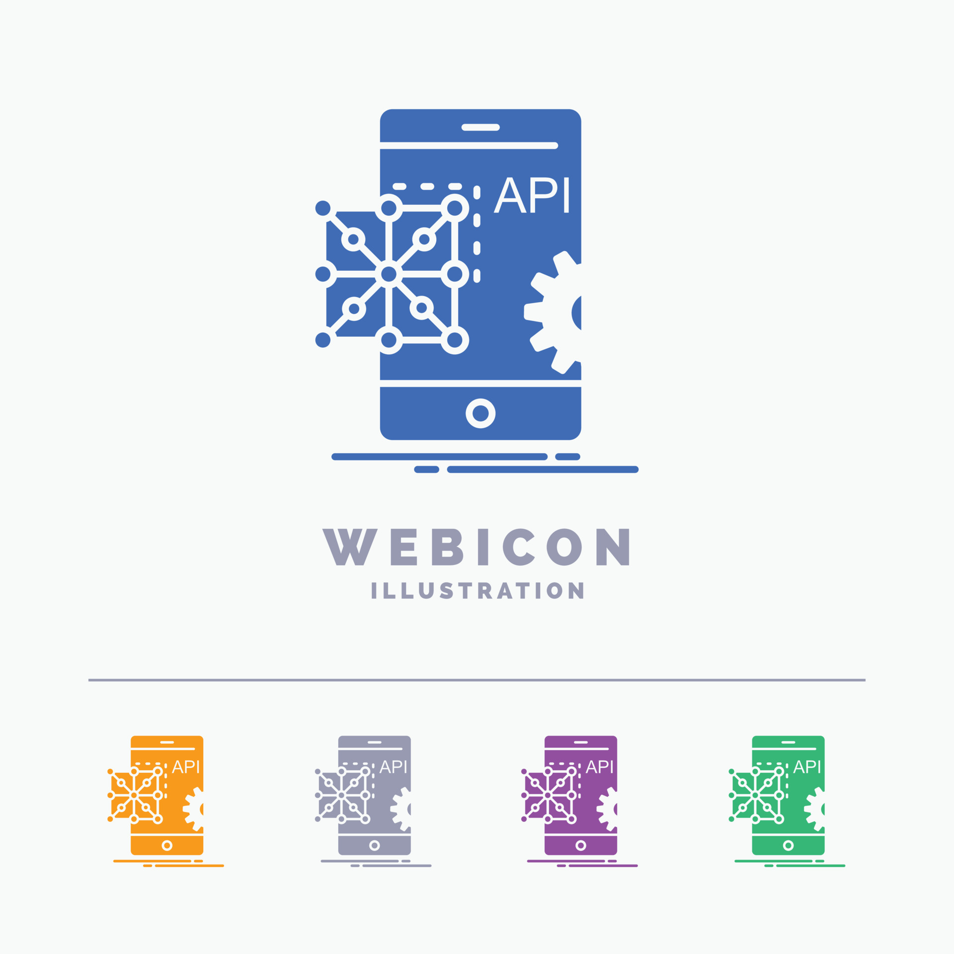 Api Application Coding Development Mobile 5 Color Glyph Web Icon Template Isolated On White